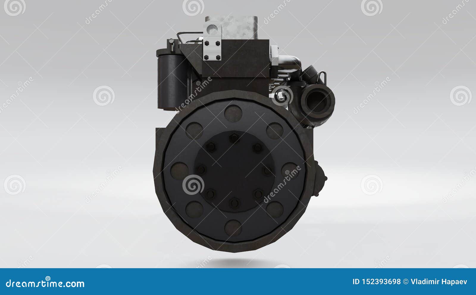 A Big Diesel Engine with the Truck Depicted. 3d Rendering Stock ...