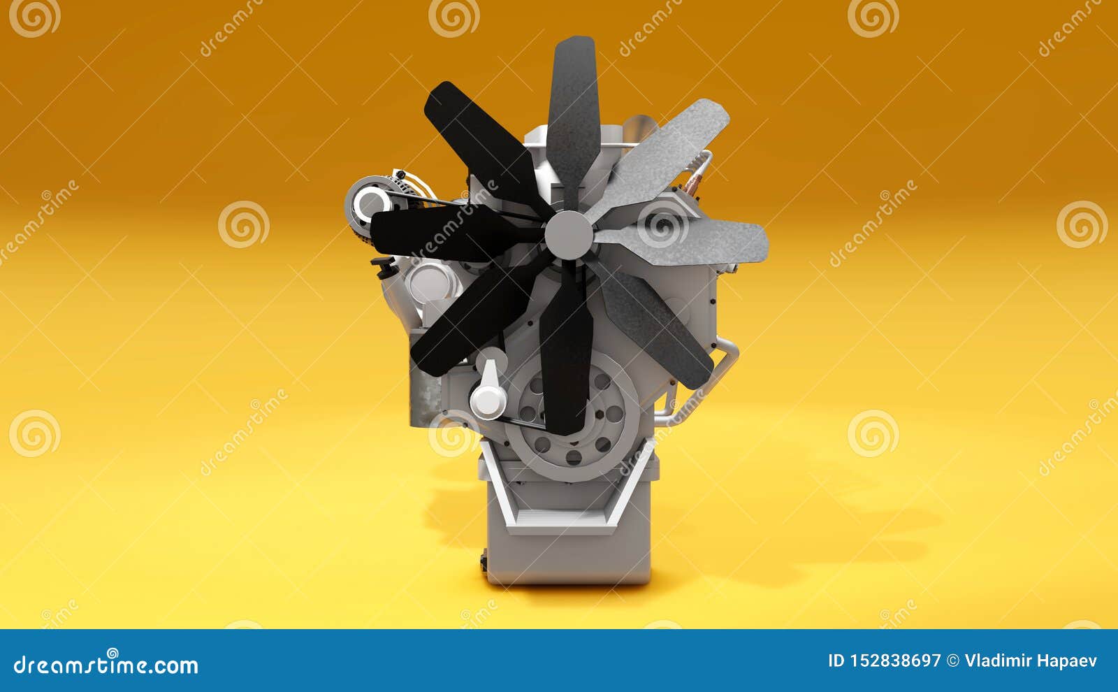 A Big Diesel Engine with the Truck Depicted. 3d Rendering Stock ...