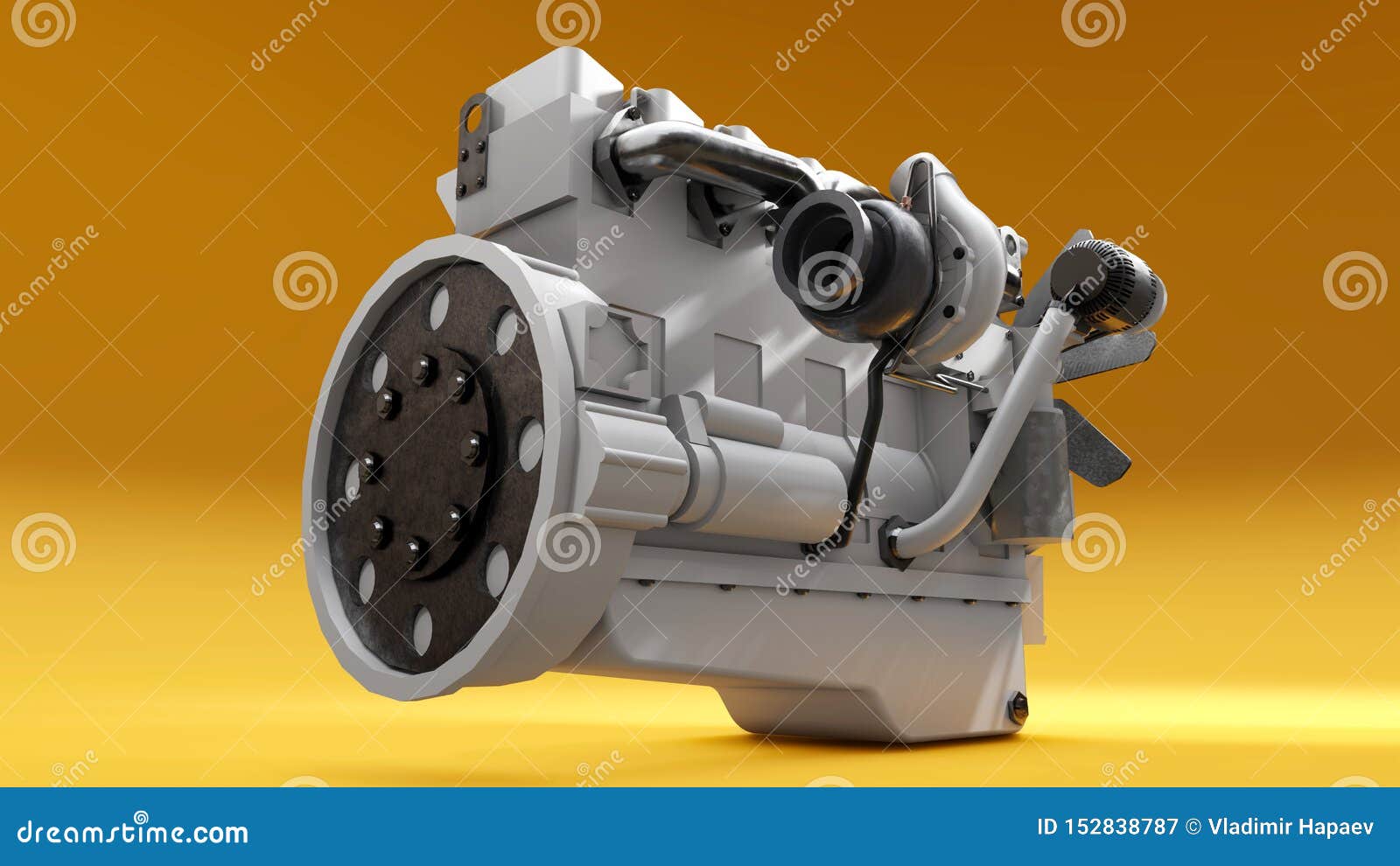 A Big Diesel Engine with the Truck Depicted. 3d Rendering Stock ...