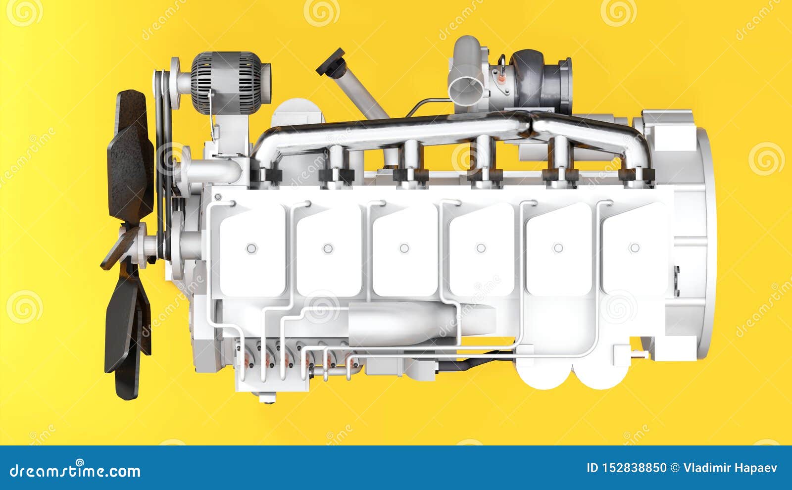A Big Diesel Engine with the Truck Depicted. 3d Rendering Stock ...
