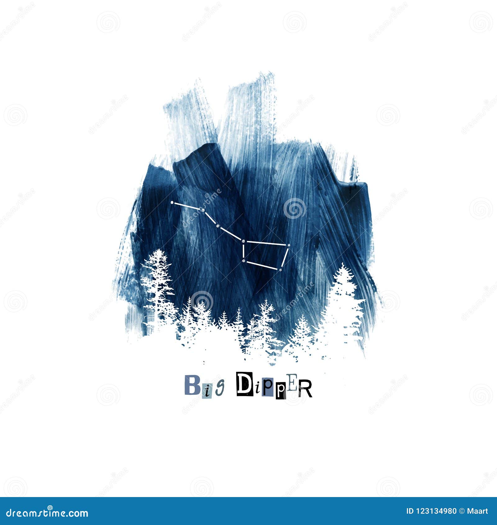 Big Dipper constellation stock vector. Illustration of dipper - 123134980