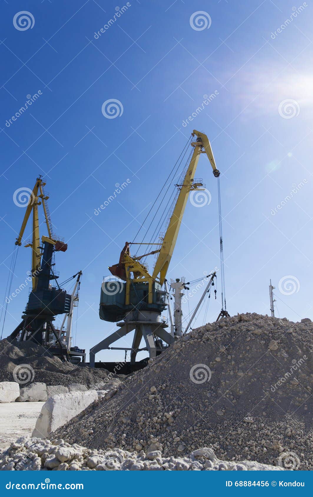 Harbour Cranes on Loading in Sea Port Stock Photo - Image of cargo ...