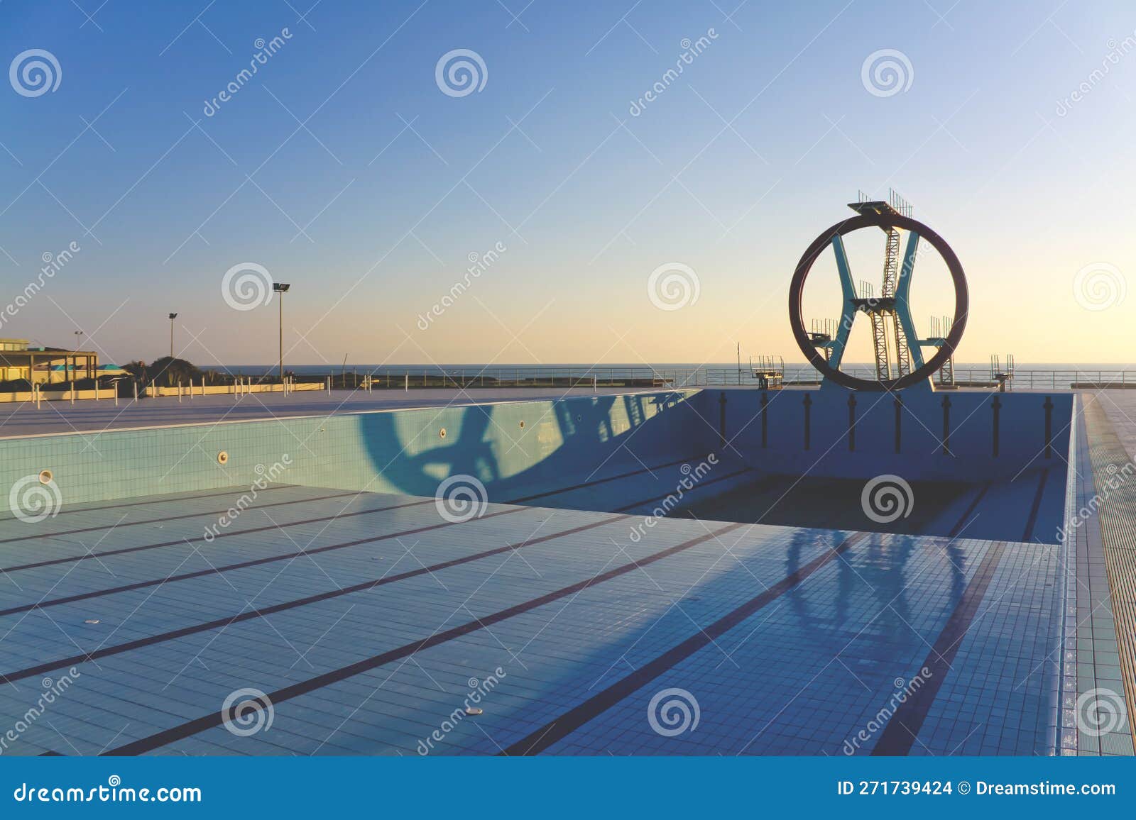 Big Diving Board Structure and Pool in Winter Stock Photo - Image of ...