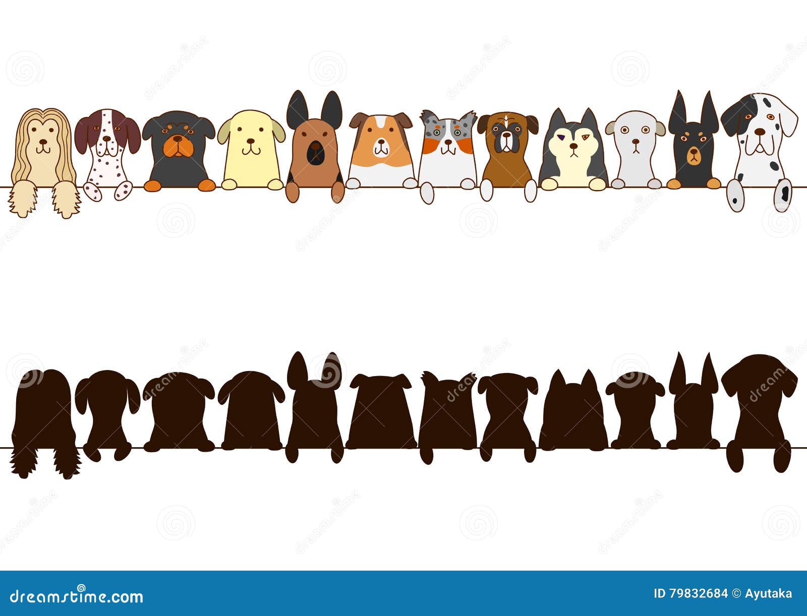 Big Dogs Border with Silhouette Stock Vector - Illustration of doberman ...