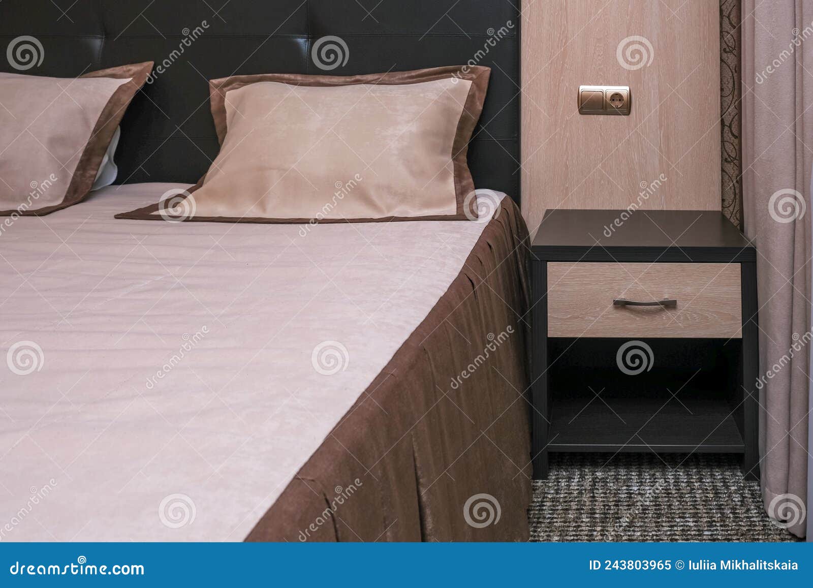 Big Double Classic Style Bed in a Hotel Room Stock Image - Image of ...
