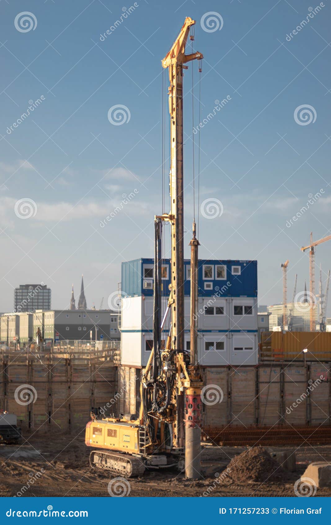 Big Drill at Construction Site Stock Image - Image of auger, drill ...