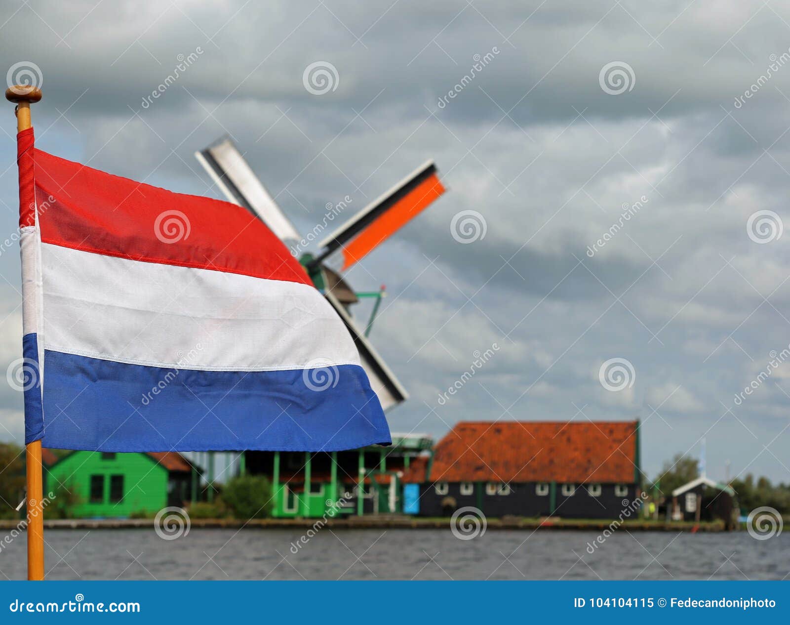 Huge Dutch Flags and the Windmill Stock Image - Image of voyage ...