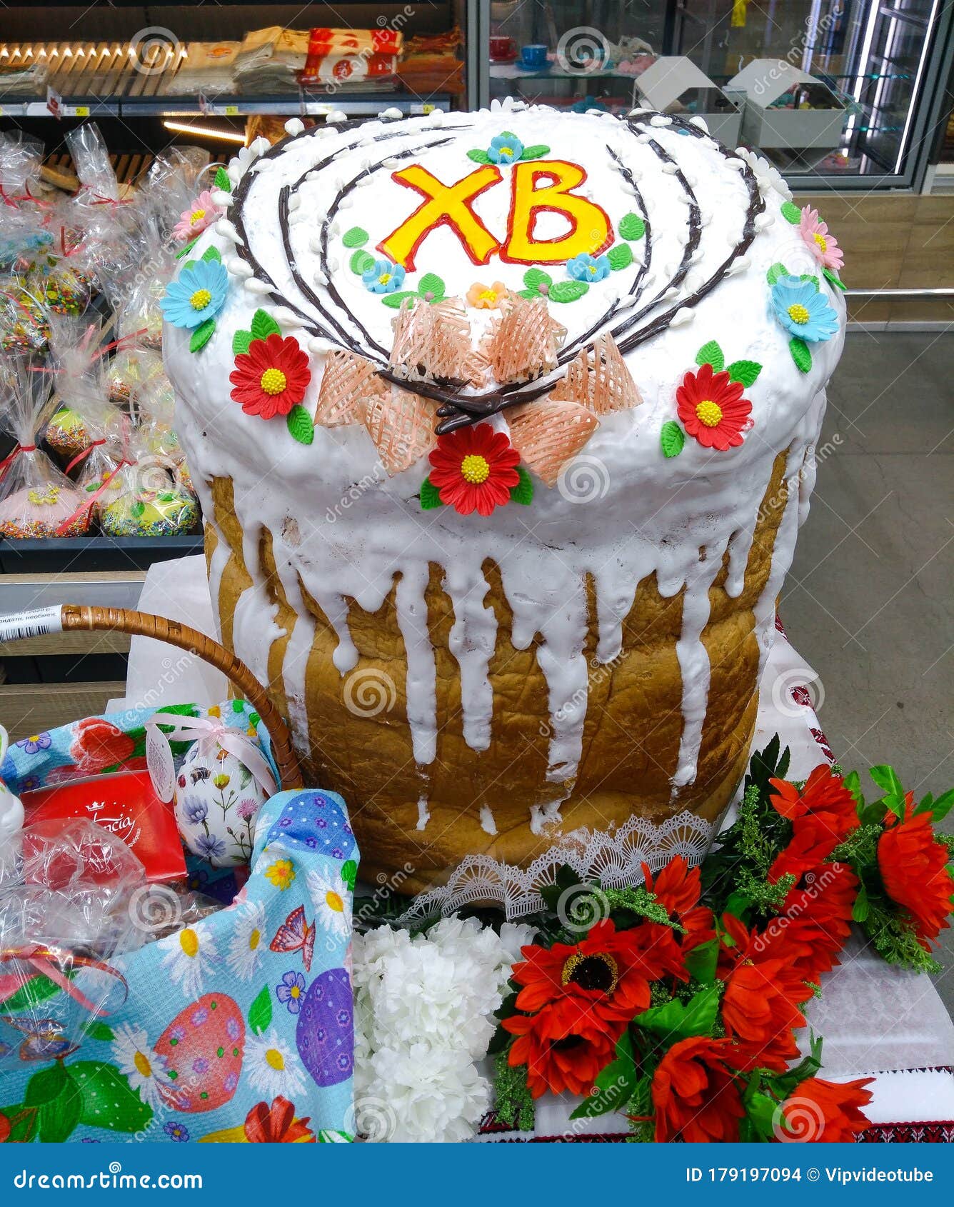 Big Easter Church Easter Cake Painted with Bright Colors. Editorial ...