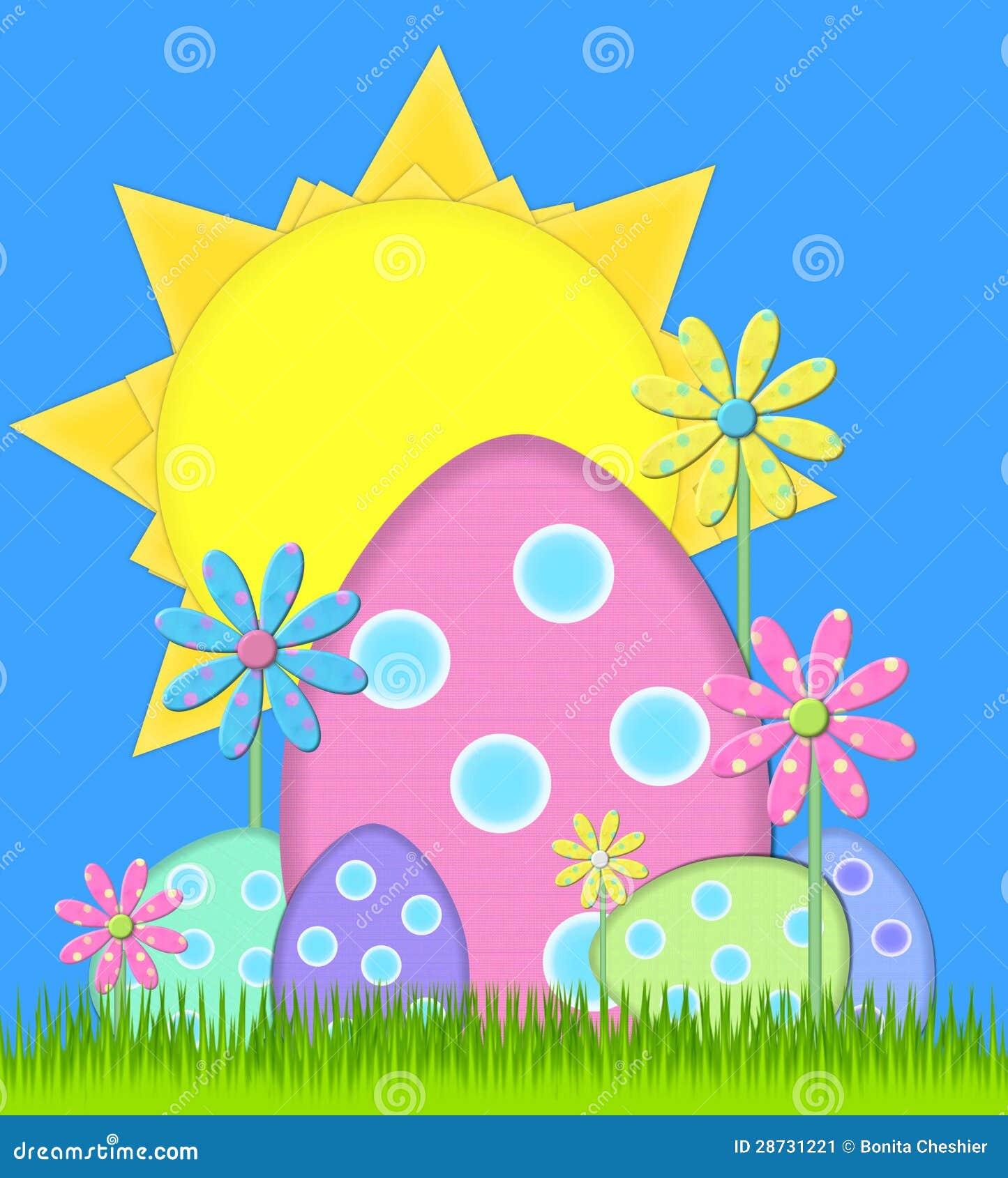 Big Easter Egg Has Sunny Day Stock Illustration - Illustration of ...