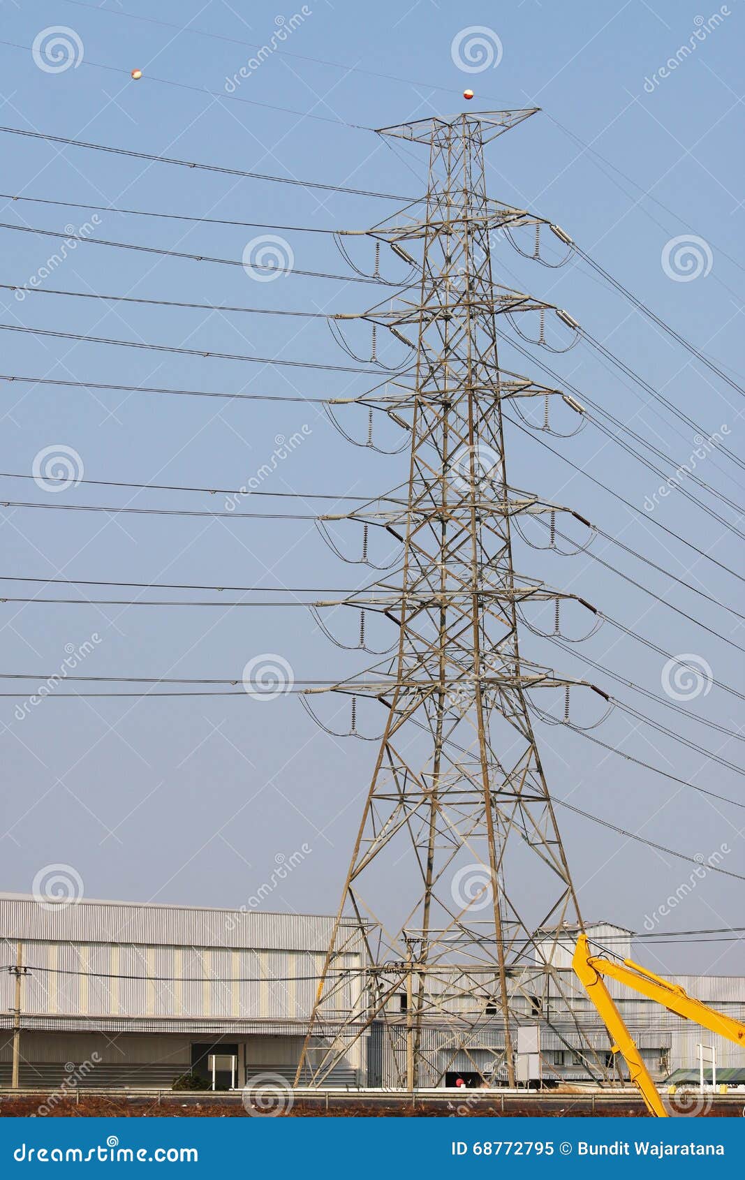 Big Electric Post with Factory Stock Image - Image of post, wire: 68772795