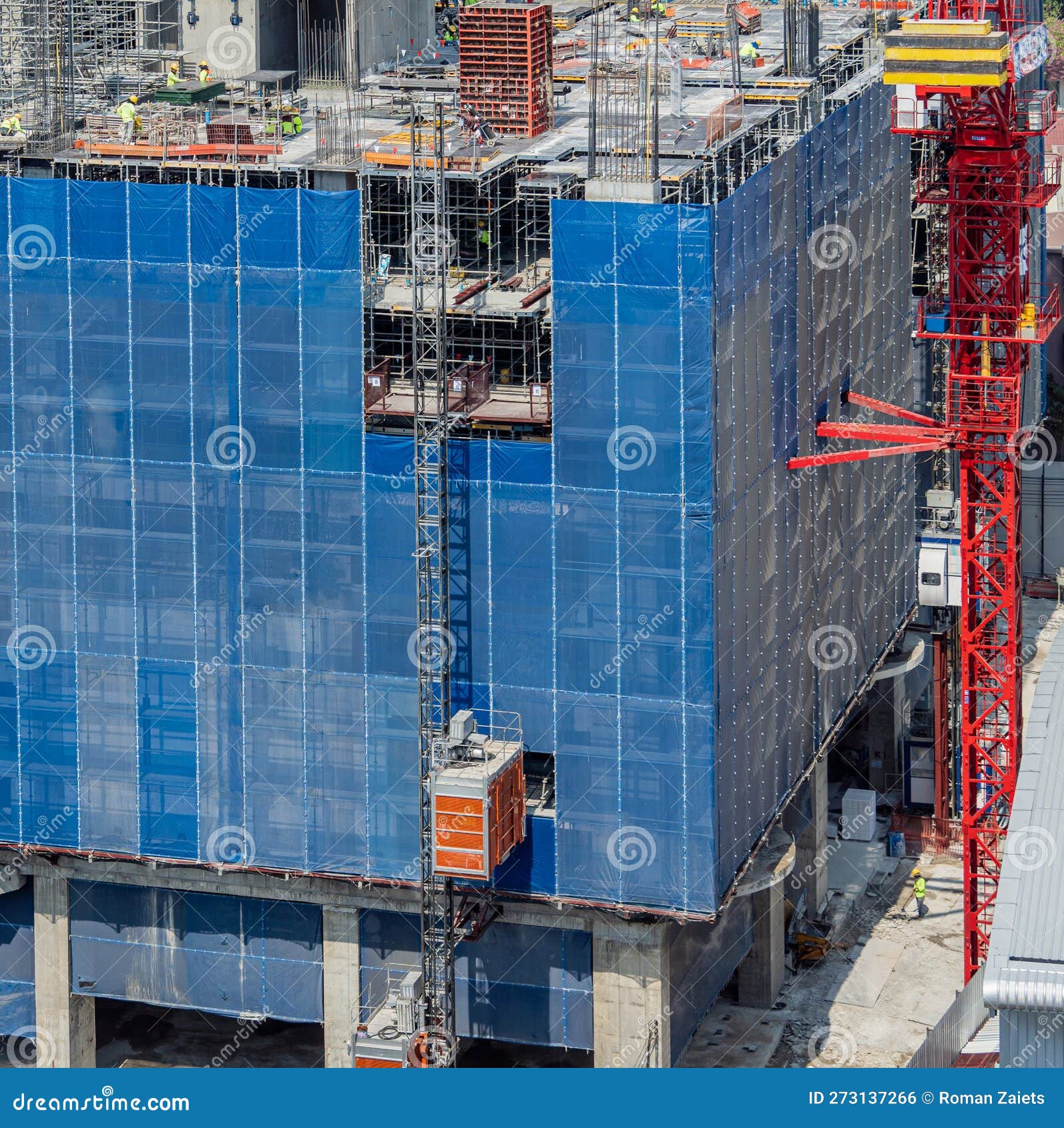 Big Elevator on the Exterior of a New Building Construction Stock Photo ...