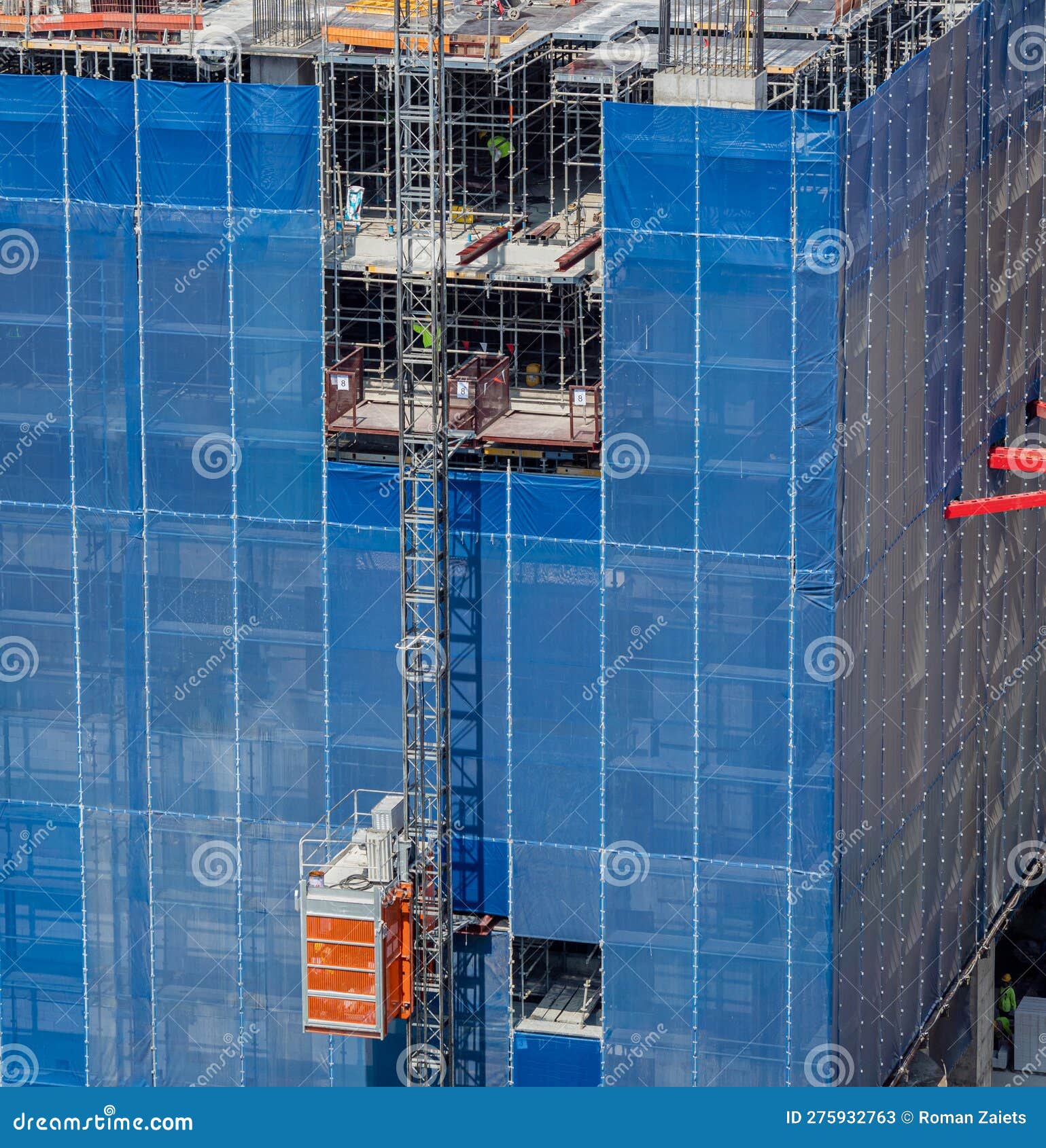 Big Elevator on the Exterior of a New Building Construction Stock Image ...
