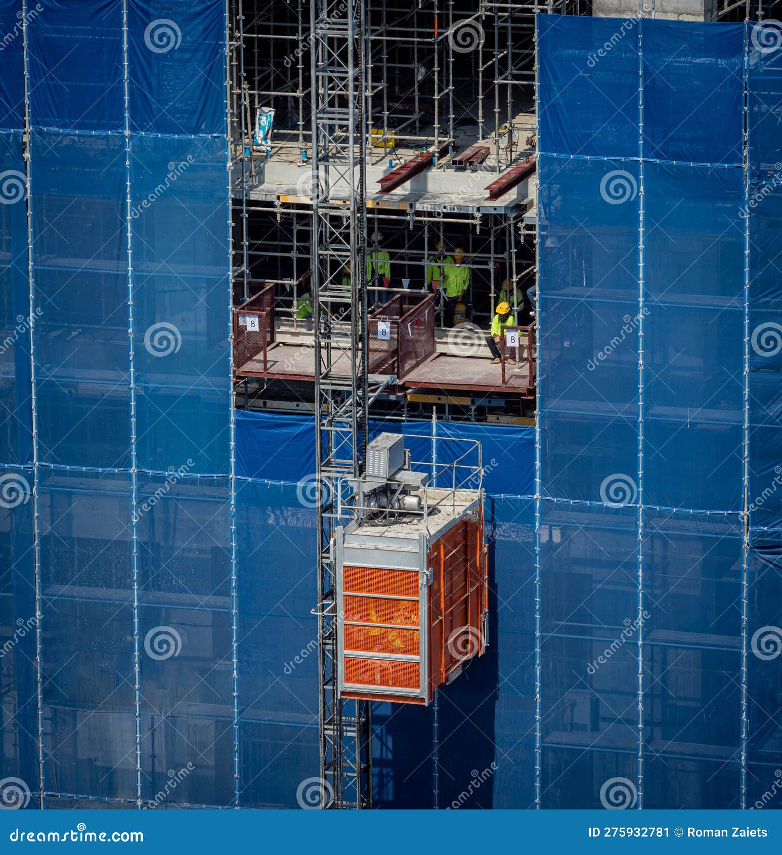 Big Elevator on the Exterior of a New Building Construction Stock Image ...