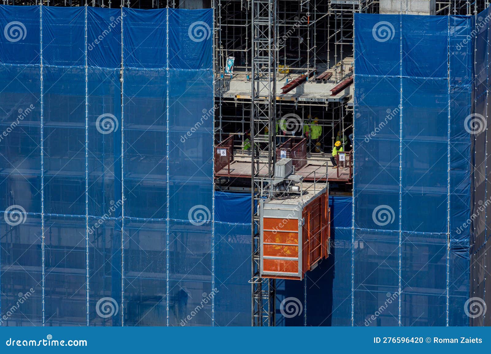 Big Elevator on the Exterior of a New Building Construction Stock Photo ...