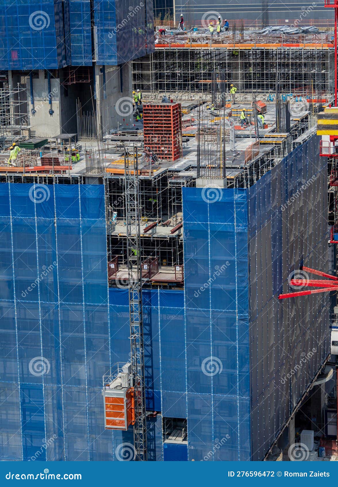 Big Elevator on the Exterior of a New Building Construction Stock Photo ...