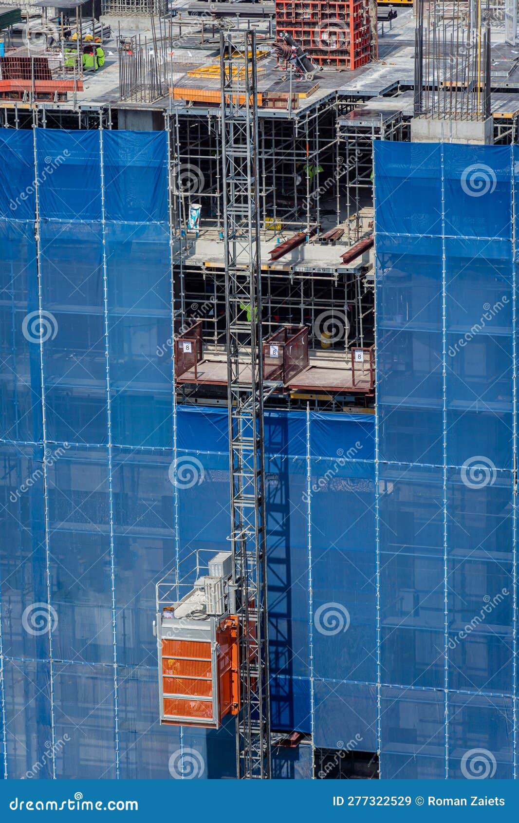 Big Elevator on the Exterior of a New Building Construction Stock Image ...