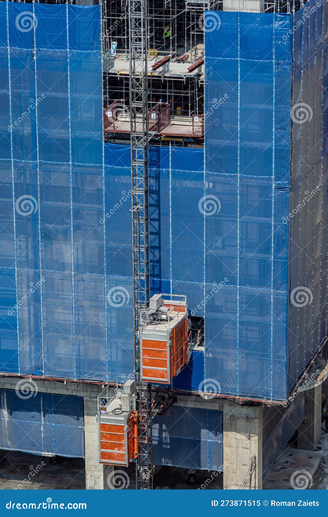 Big Elevator on the Exterior of a New Building Construction Stock Image ...
