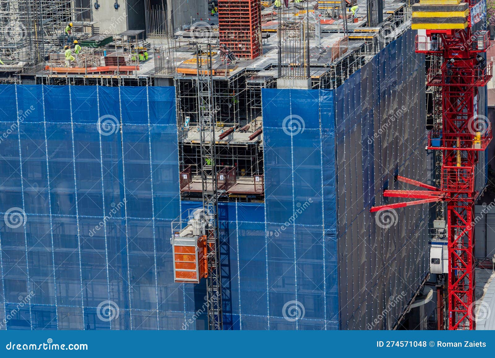 Big Elevator on the Exterior of a New Building Construction Stock Photo ...