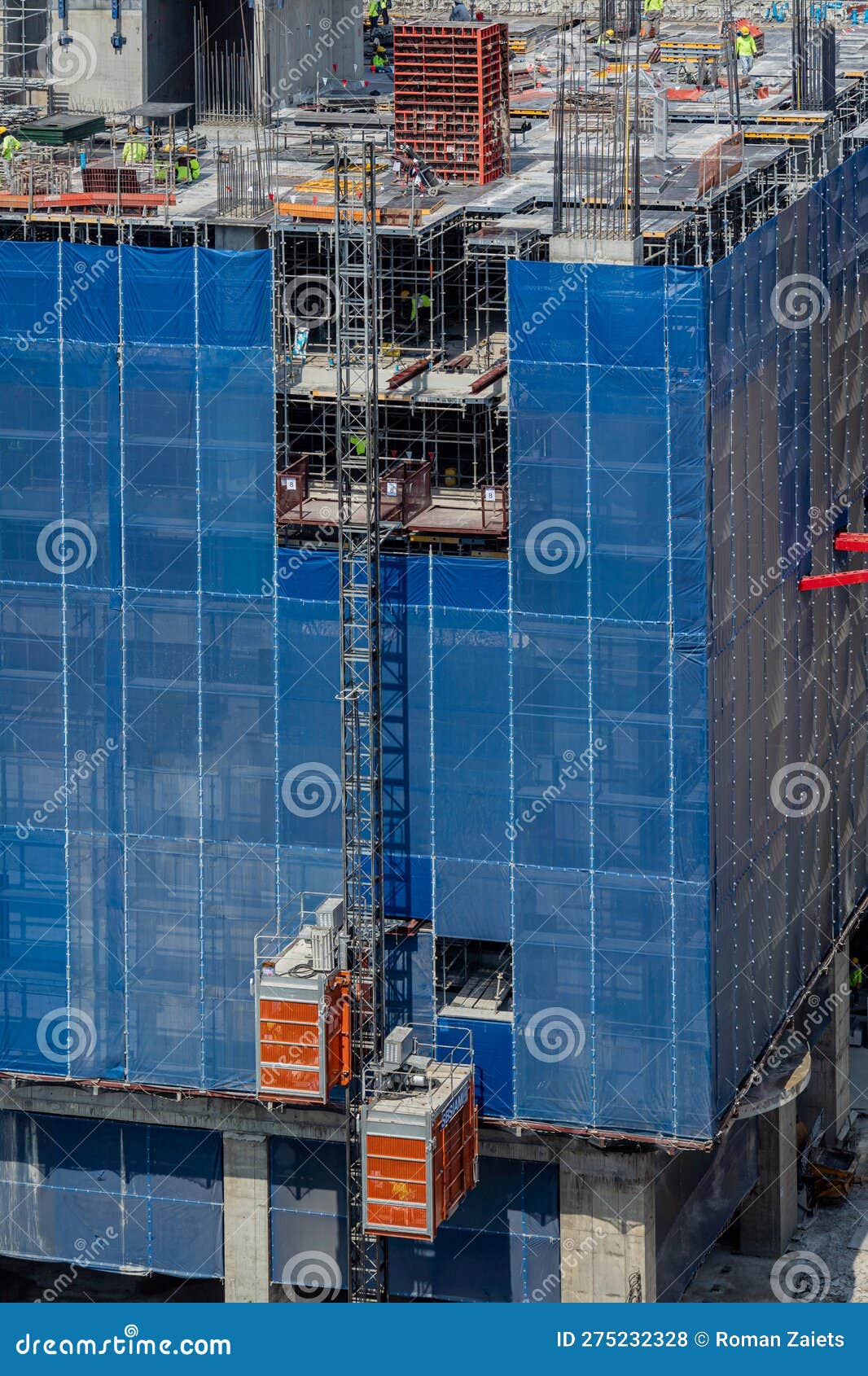 Big Elevator on the Exterior of a New Building Construction Stock Photo ...