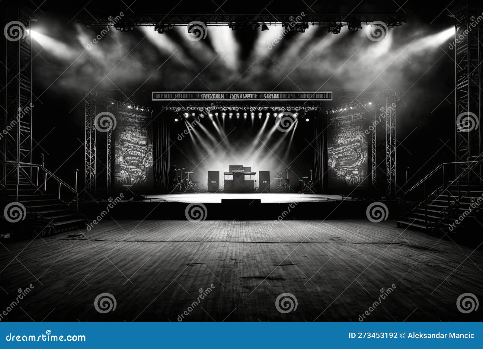 Empty concert stage stock illustration. Illustration of scene - 273453192