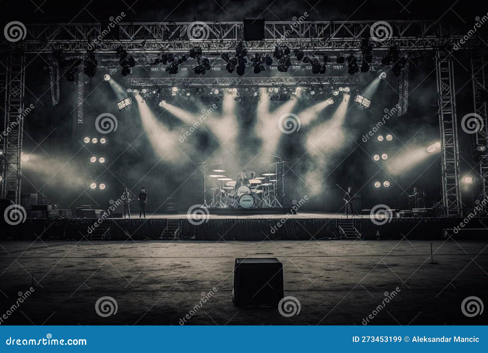 Empty concert stage stock illustration. Illustration of spotlight ...
