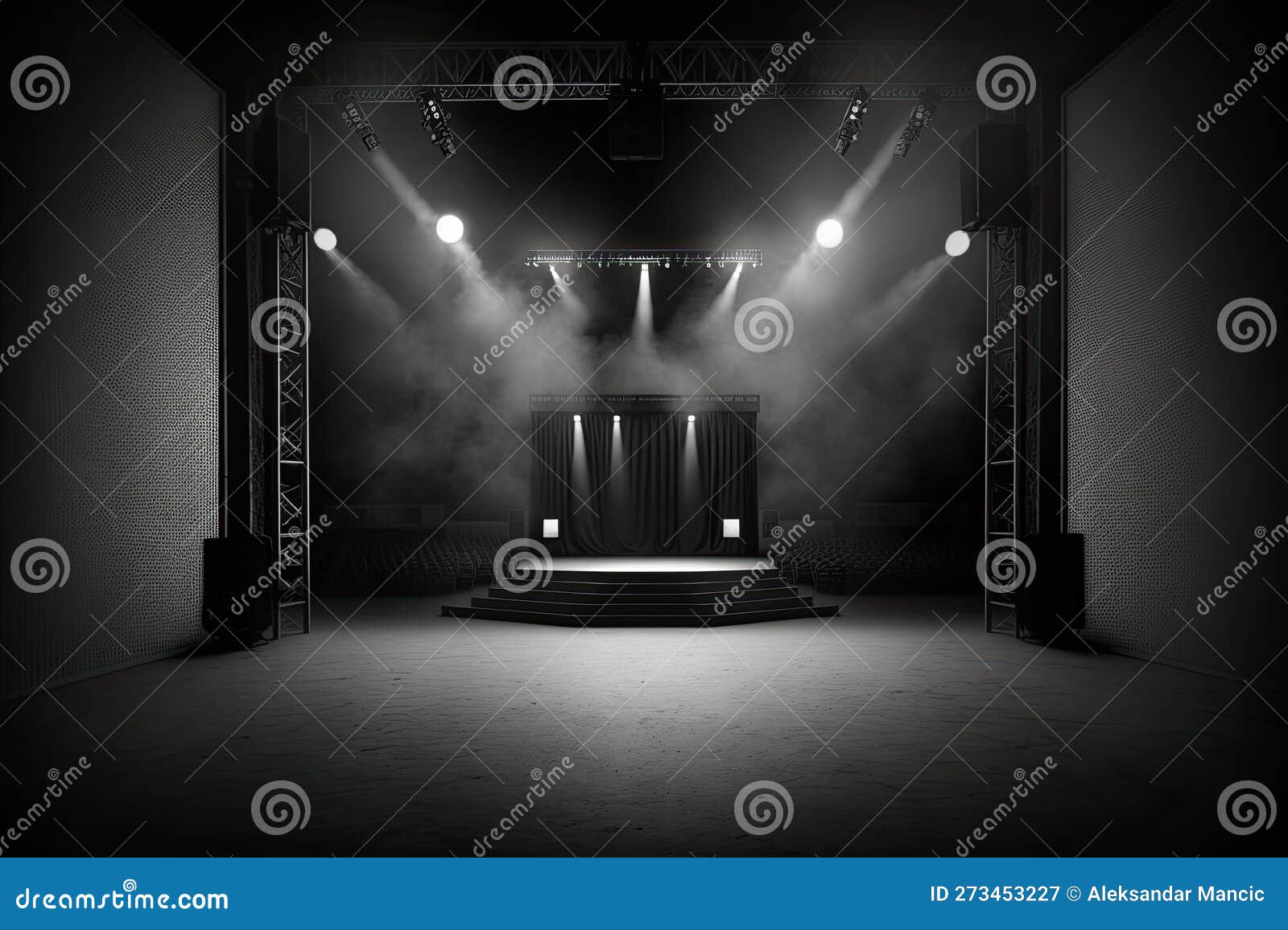 Empty concert stage stock illustration. Illustration of entertainment ...
