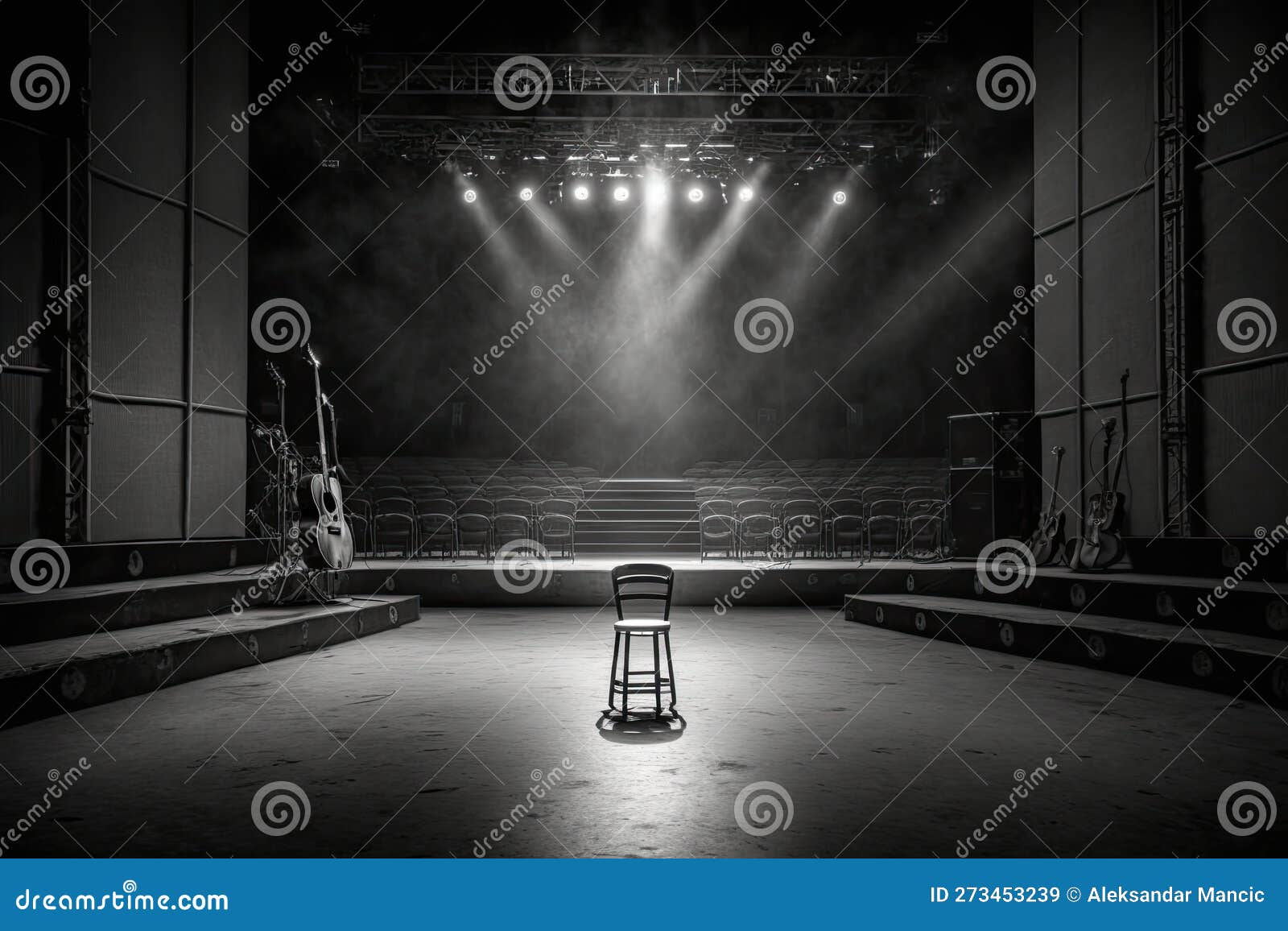 Empty concert stage stock illustration. Illustration of performance ...