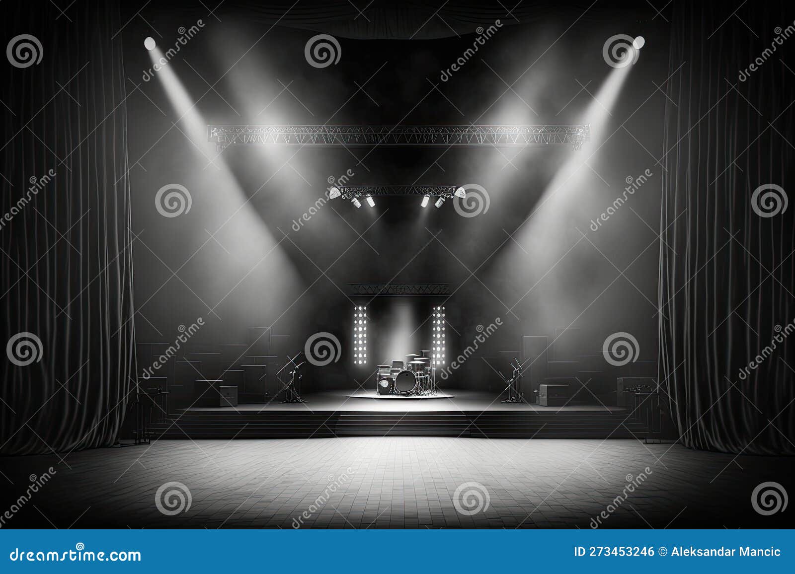 Empty concert stage stock illustration. Illustration of festival ...