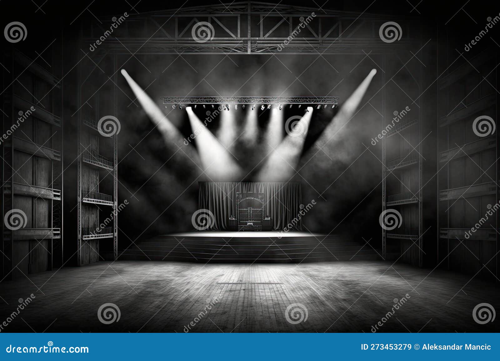 Empty concert stage stock illustration. Illustration of stage - 273453279