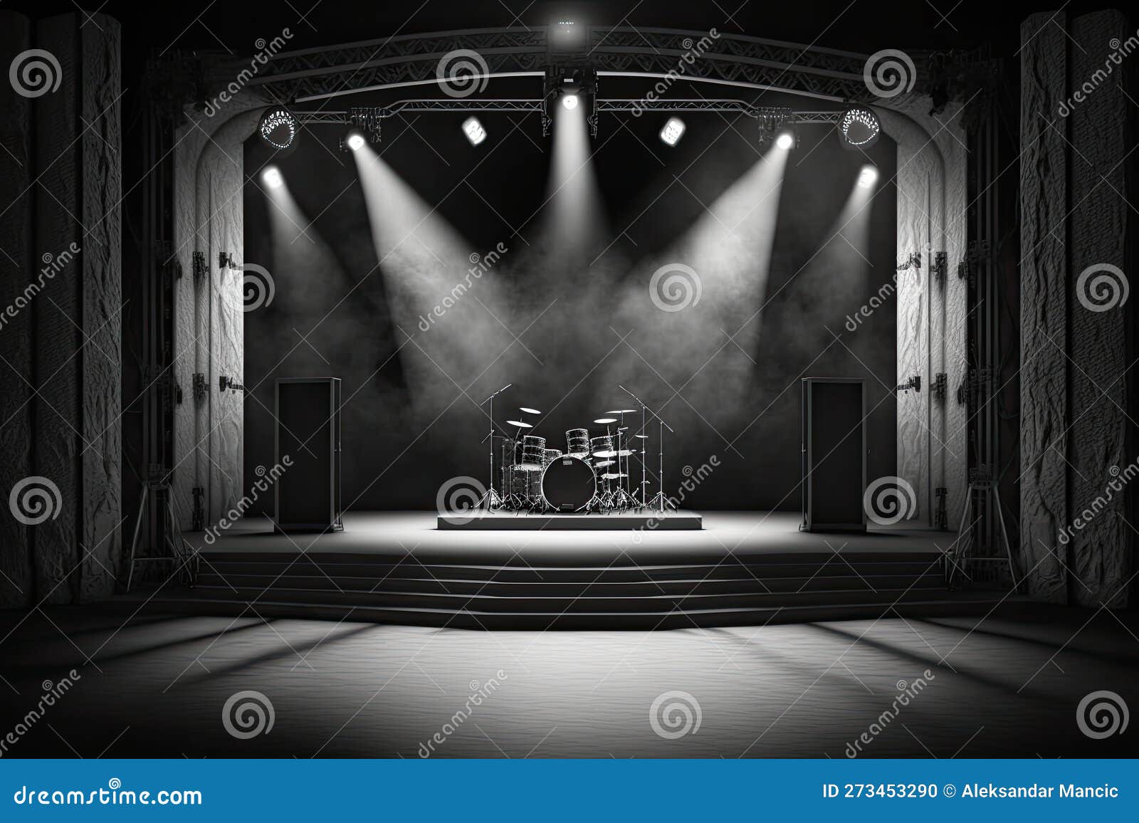 Empty concert stage stock illustration. Illustration of space - 273453290
