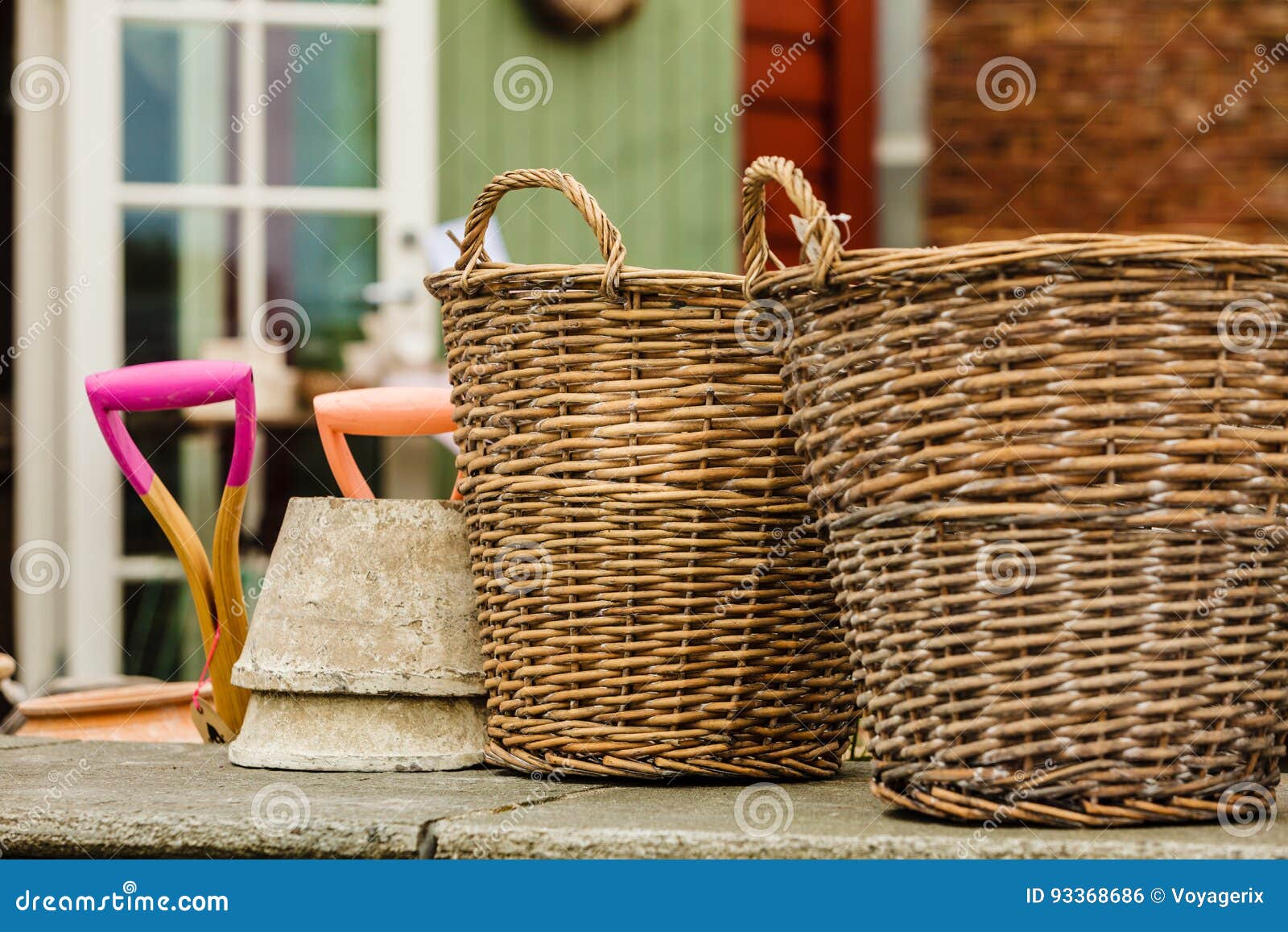 Big Empty Decorative Wicker Baskets Stock Photo - Image of weave ...