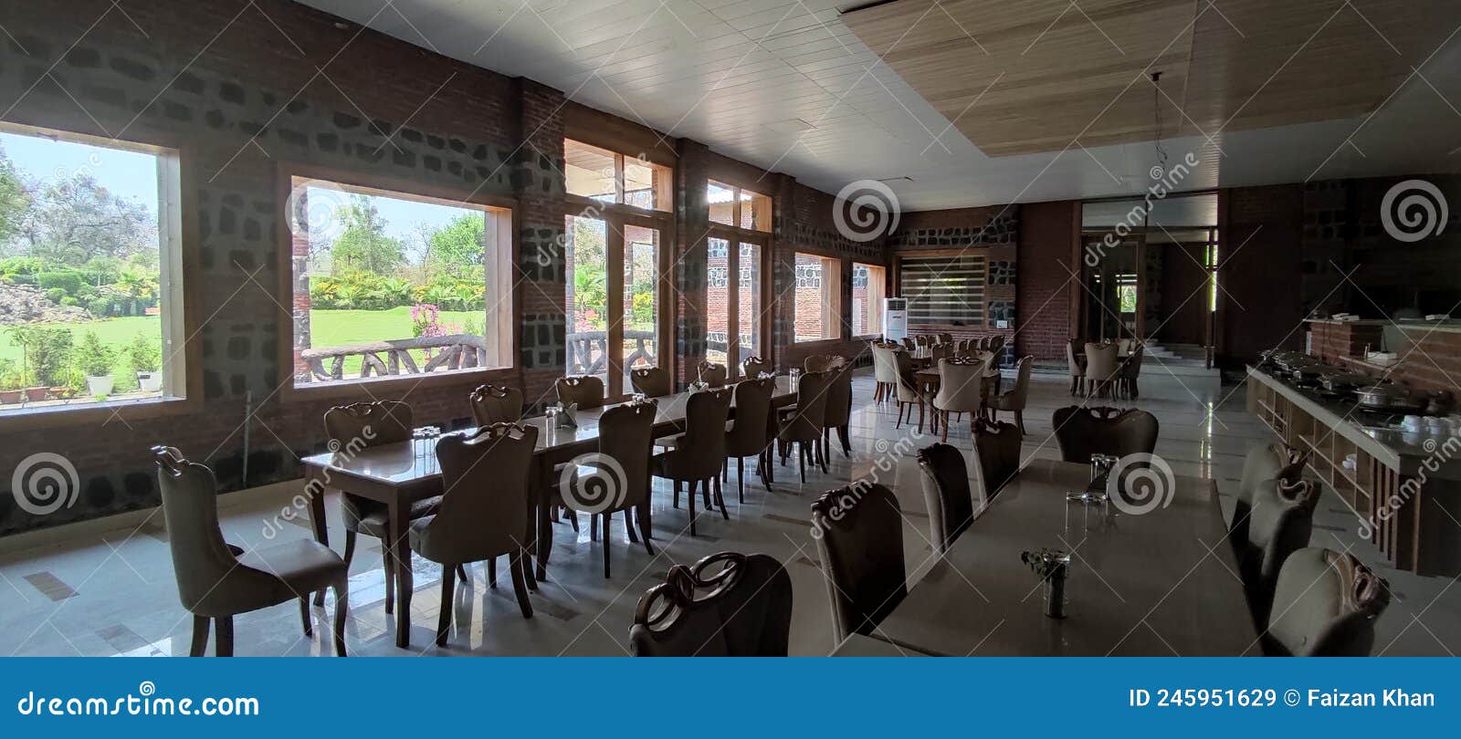 Big Empty Dining Hall or Restaurant of a Hotel Stock Image - Image of ...