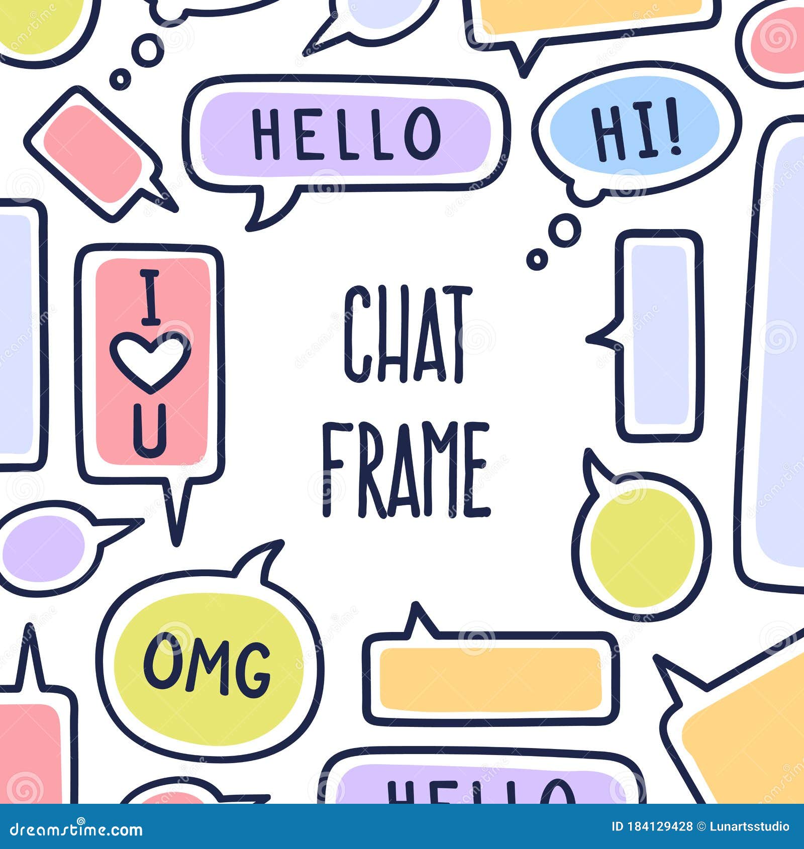 Big Empty Frame Area Made from Colorful Small Chat or Speech Bubbles ...