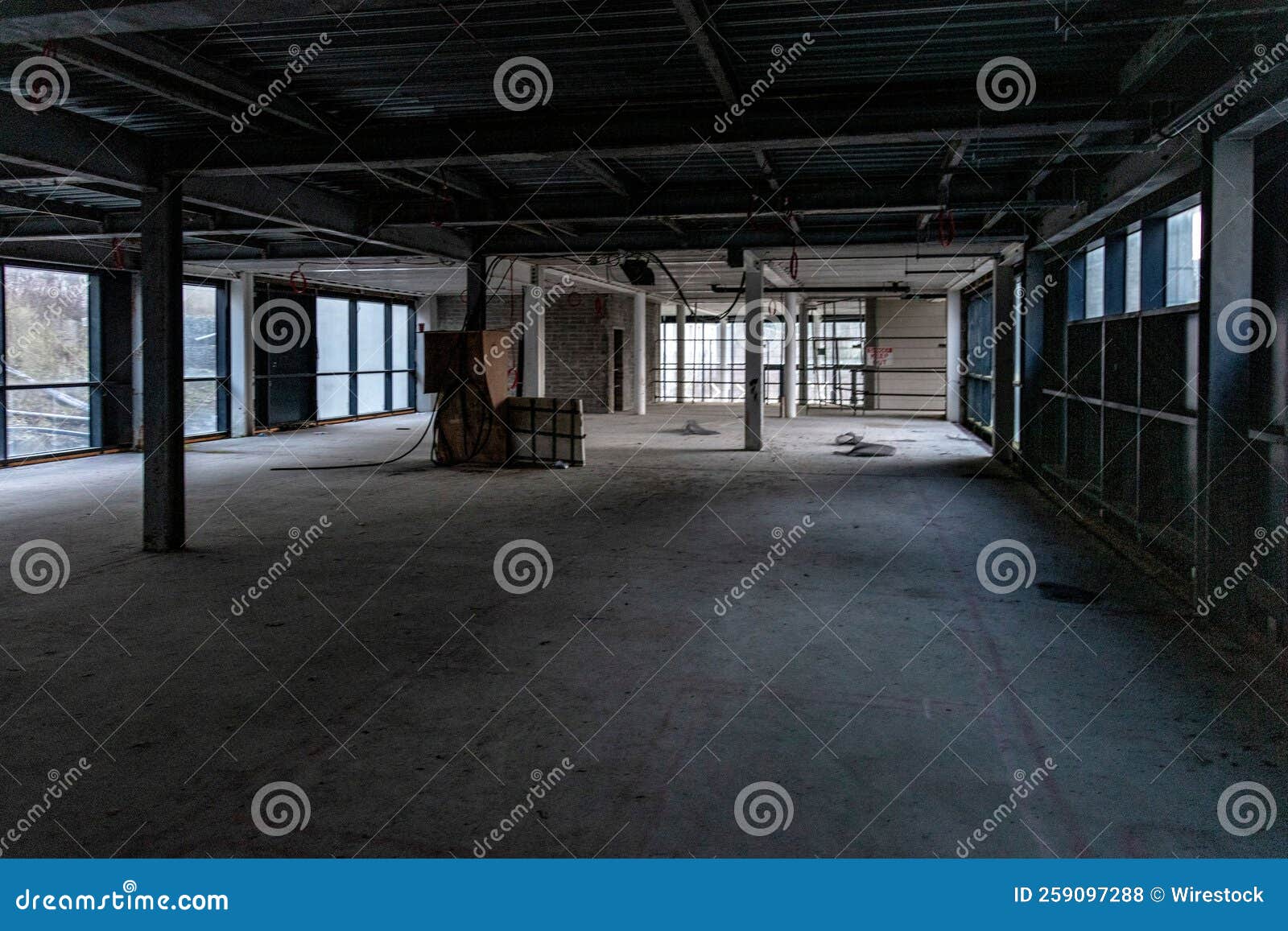 Big Empty Hall Inside a Building with Big Panoramic Windows Stock Photo ...