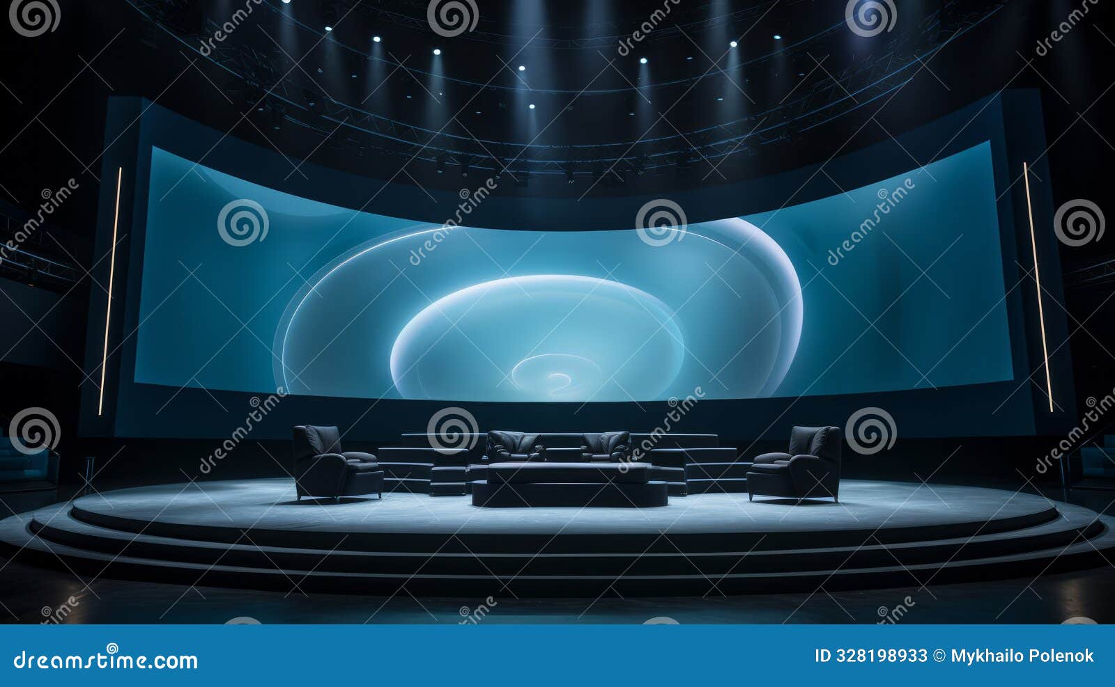 Big Empty Hall for Podcast, Interview or Public TV Show. Neural Network ...