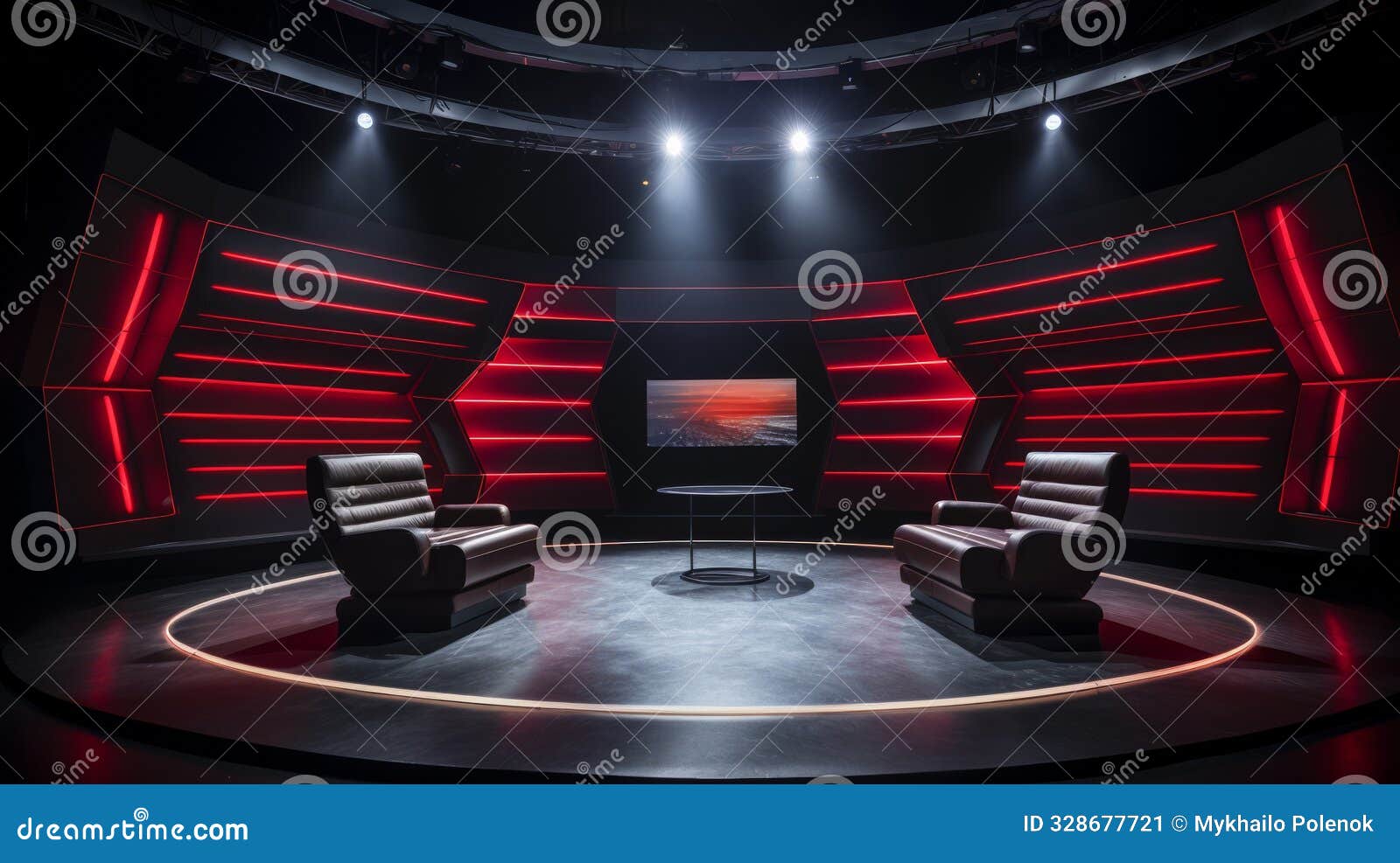 Big Empty Hall for Podcast, Interview or Public TV Show. Neural Network ...