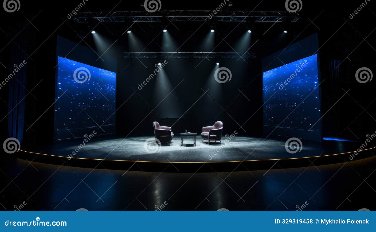 Big Empty Hall for Podcast, Interview or Public TV Show. Neural Network ...