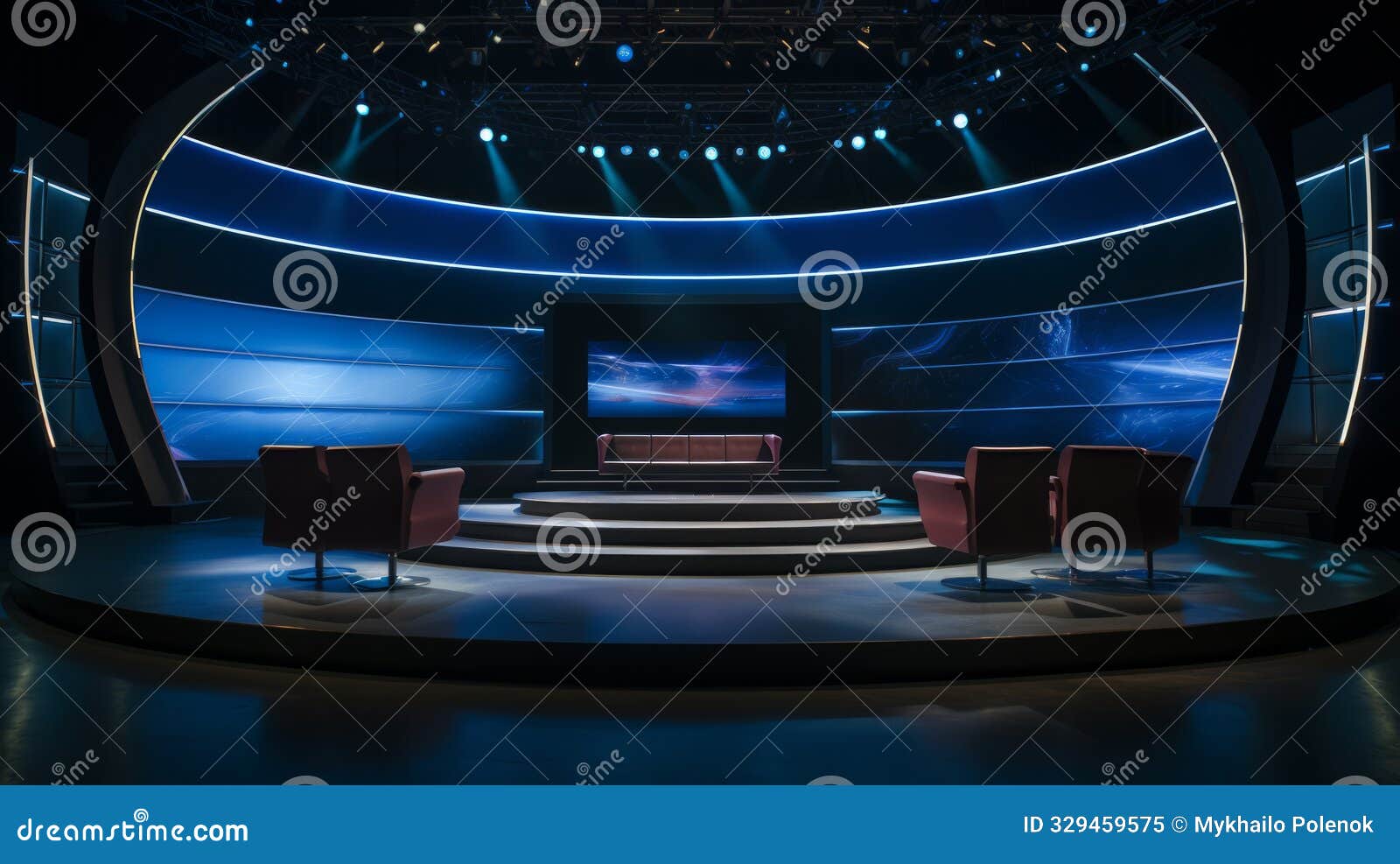Big Empty Hall for Podcast, Interview or Public TV Show. Neural Network ...