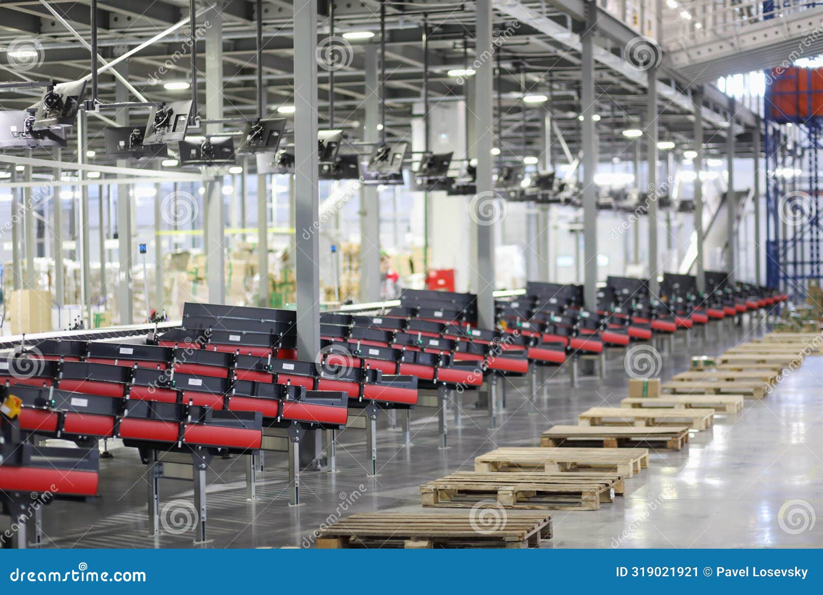 Big Empty Modern Workshop with Conveyors for Stock Image - Image of ...