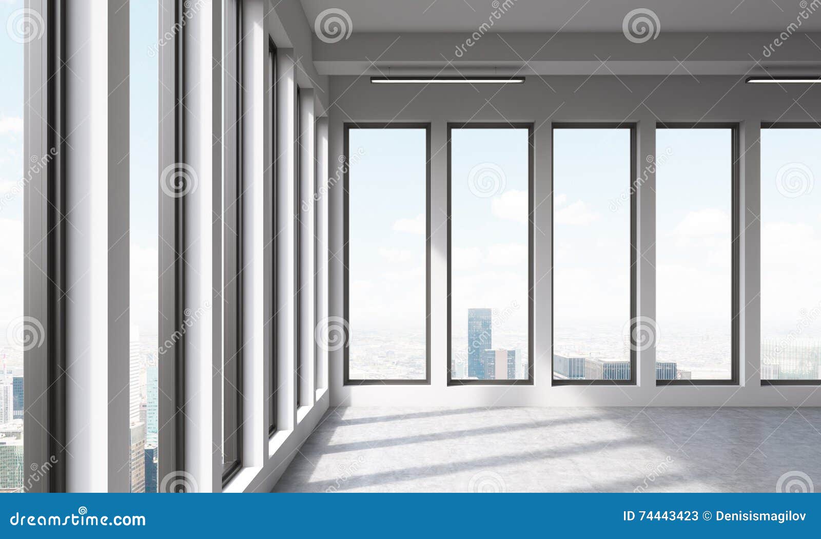 Big Empty Office with Panoramic Windows Stock Illustration ...