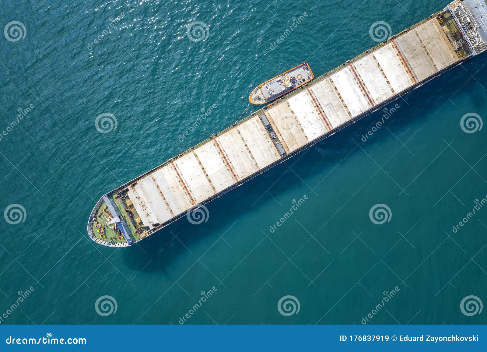 Aerial Top View of Cargo Ship Vessel Import-export Sailing Stock Image ...