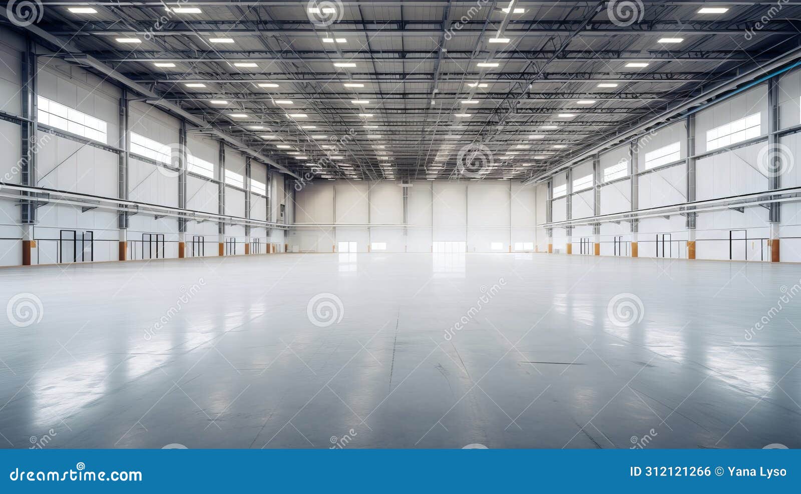 Big Empty Warehouse Interior in Logistic Center. Concept of Organized ...