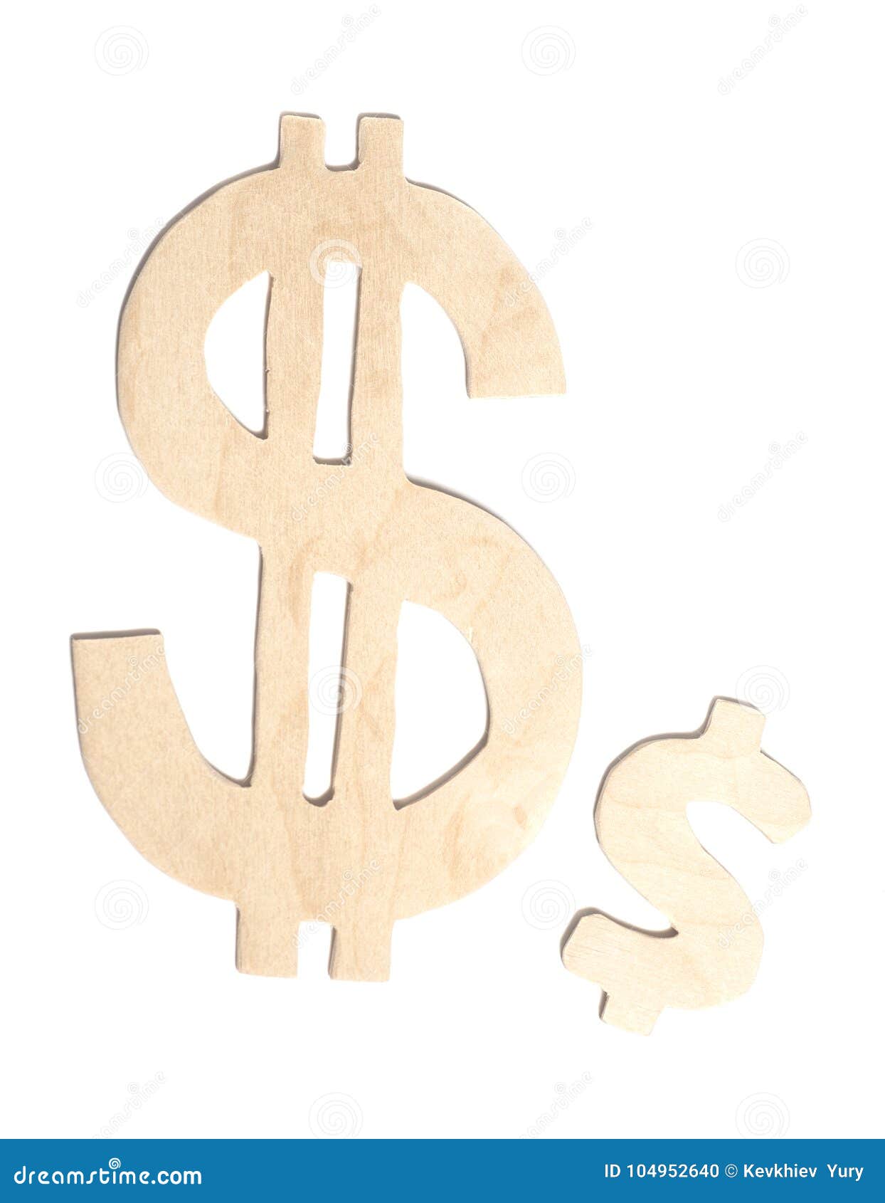 Big End Small Dollar Sign of Wood Stock Photo - Image of size, currency ...