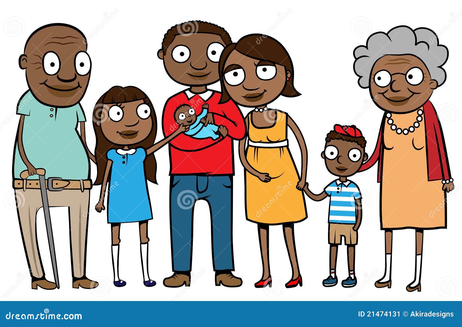 African American Cartoon Family