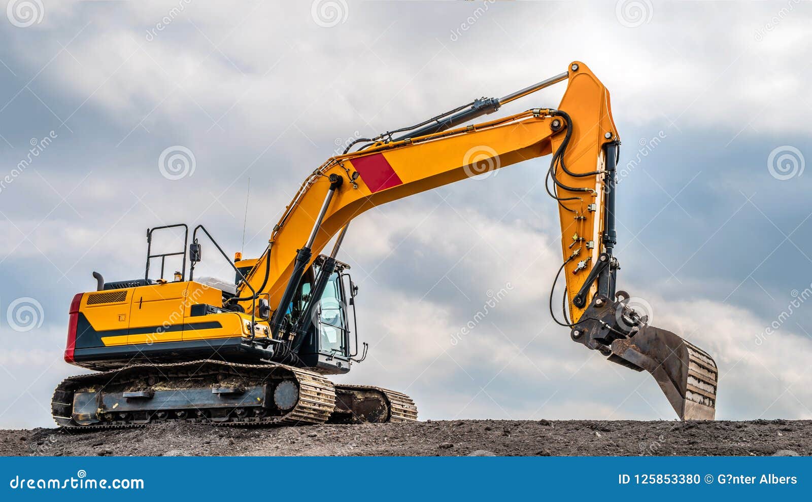 Big Excavator In Construction Site Stock Photo - Image of heavy, earth ...
