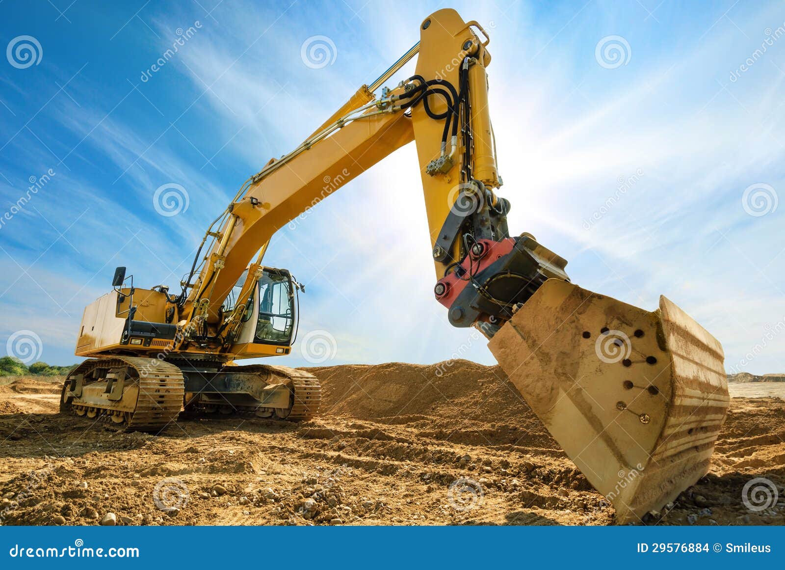 Big Excavator in Front of the Blue Sky Stock Photo - Image of industry ...