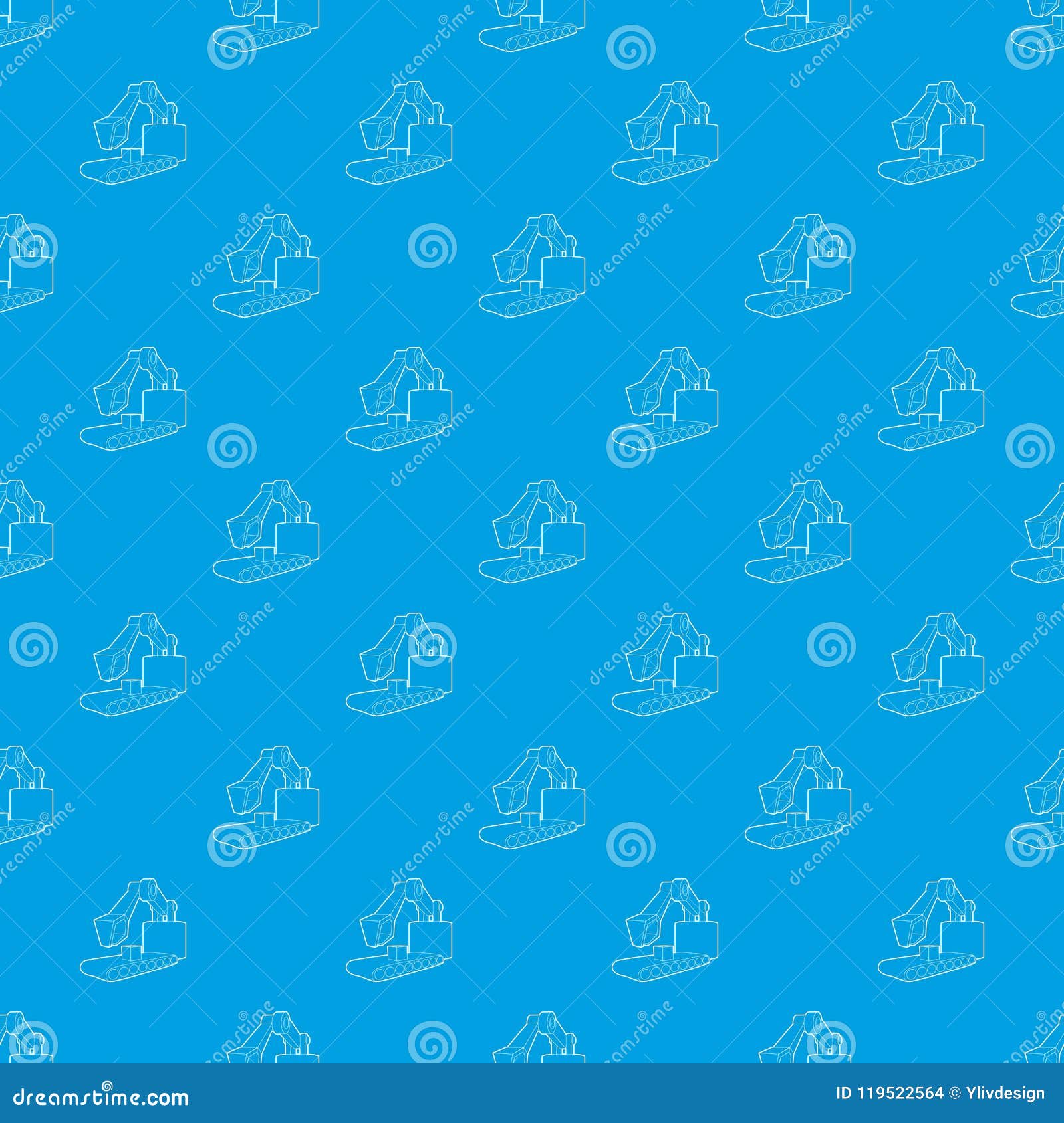 Big Excavator Pattern Vector Seamless Blue Stock Vector - Illustration ...