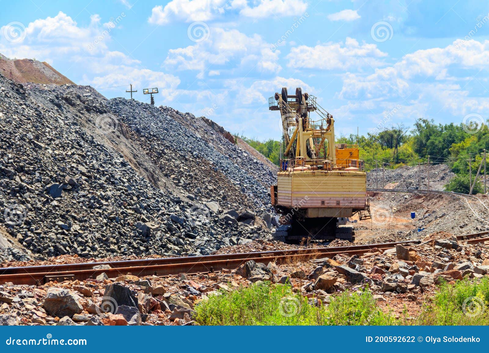 Big Excavator Working in Iron Ore Quarry. Mining Industry Stock Photo ...