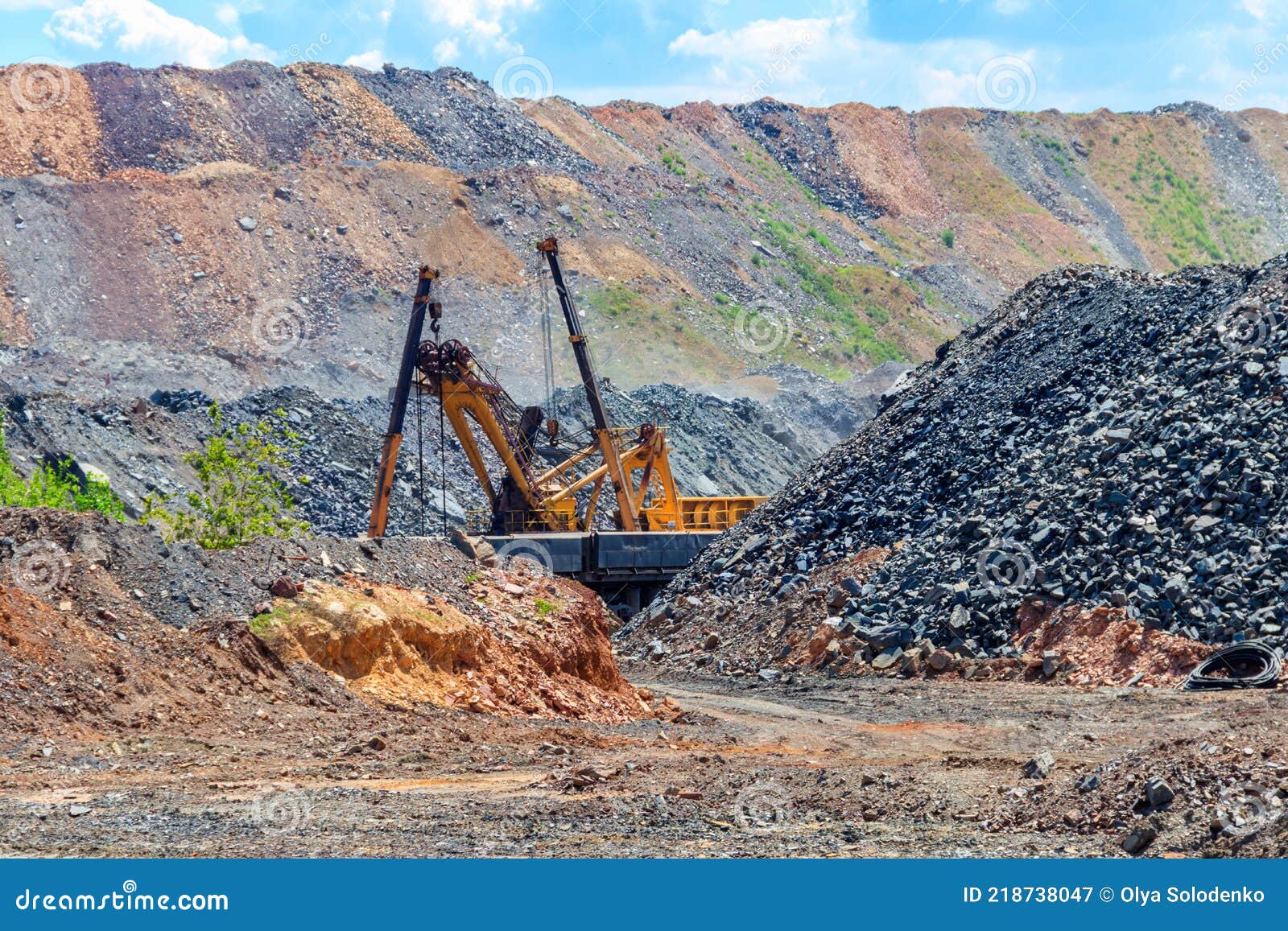 Big Excavator Working in Iron Ore Quarry. Mining Industry Stock Image ...