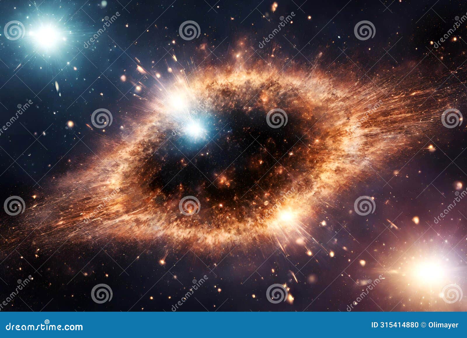 Big Galaxy Explosion in Space, Dark Space Background. Stock ...